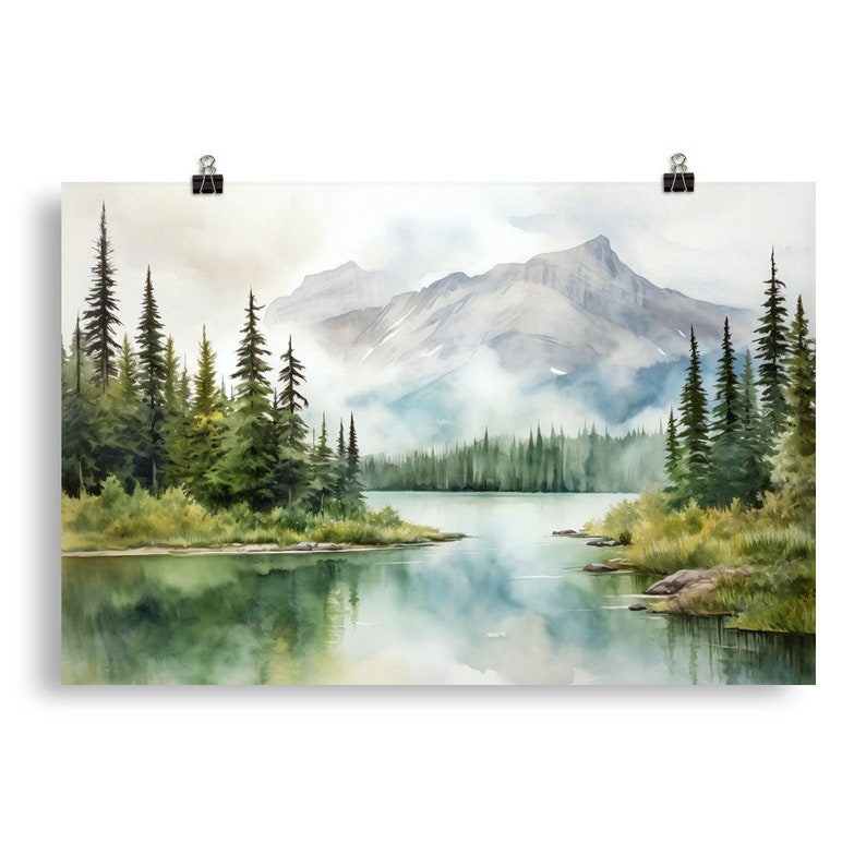 Banff Art Print, Banff National Park Watercolor, Canada Landscape Wall ...