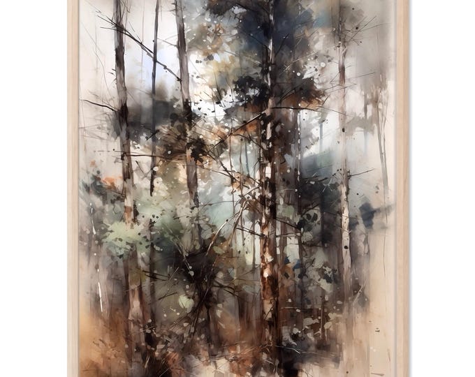 Pine Forest Watercolor Misty Forest Art Print Pine Tree Painting ...