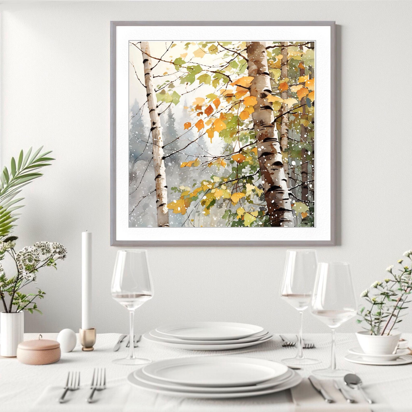 Aspen Tree Watercolor Painting Art Print, Autumn Landscape Wall Art ...