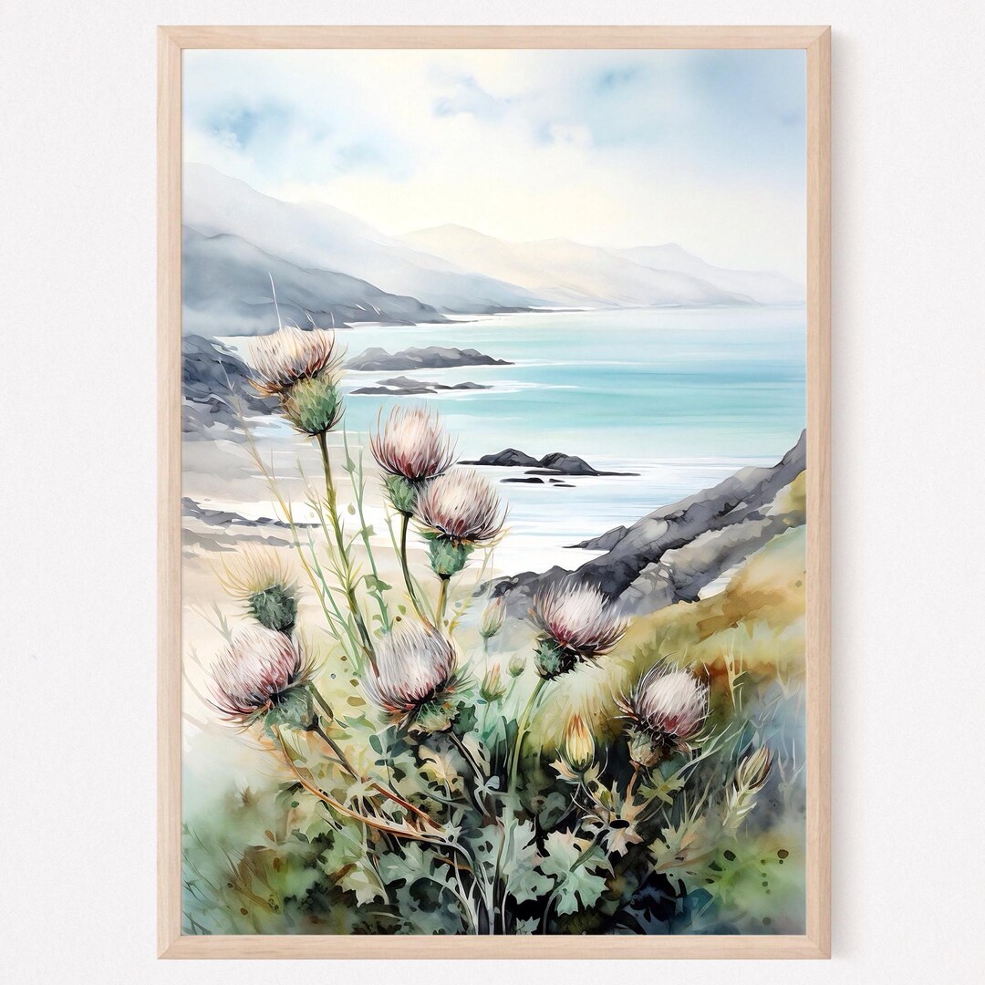Slea Head Painting Thistle Watercolor Print County Kerry Ireland ...