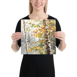 Aspen Tree Watercolor Painting Art Print, Autumn Landscape Wall Art ...