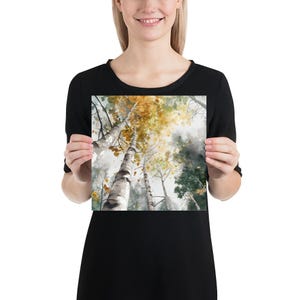 Aspen Tree Watercolor Painting Art Print, Autumn Landscape Wall Art ...