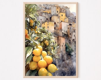 Positano Lemon Tree Watercolor Print Amalfi Coast Travel Gift Italy ...