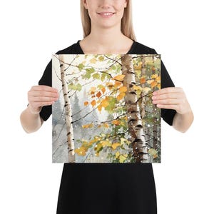 Aspen Tree Watercolor Painting Art Print, Autumn Landscape Wall Art ...