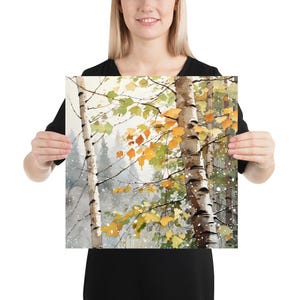 Aspen Tree Watercolor Painting Art Print, Autumn Landscape Wall Art ...