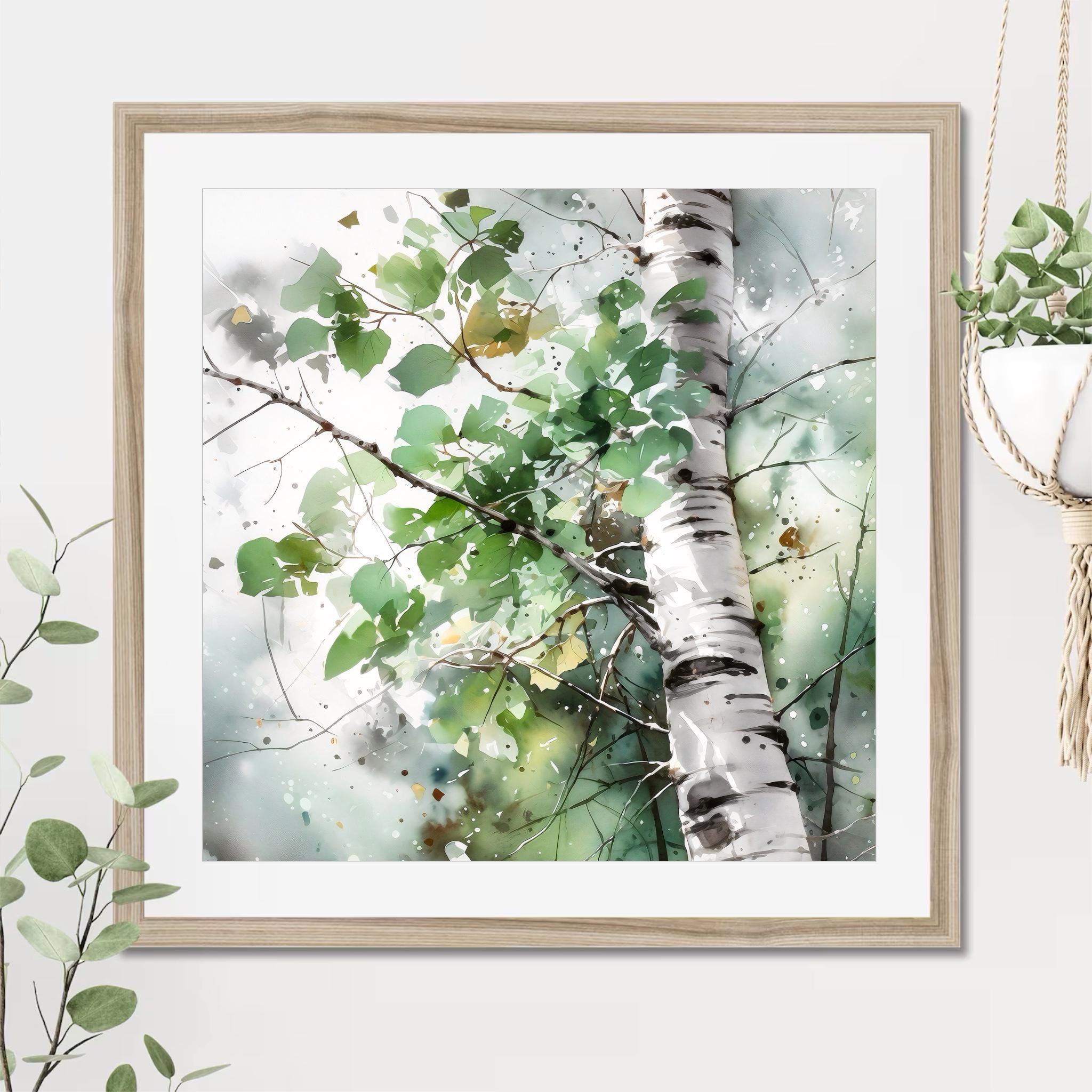 Aspen Tree Wall Art, Aspen Tree Watercolor Painting Art Print, Birth ...