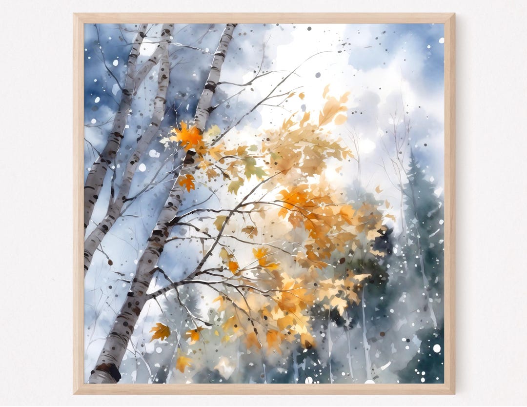 Aspen Tree Watercolor Painting Art Print, Autumn Landscape Wall Art ...