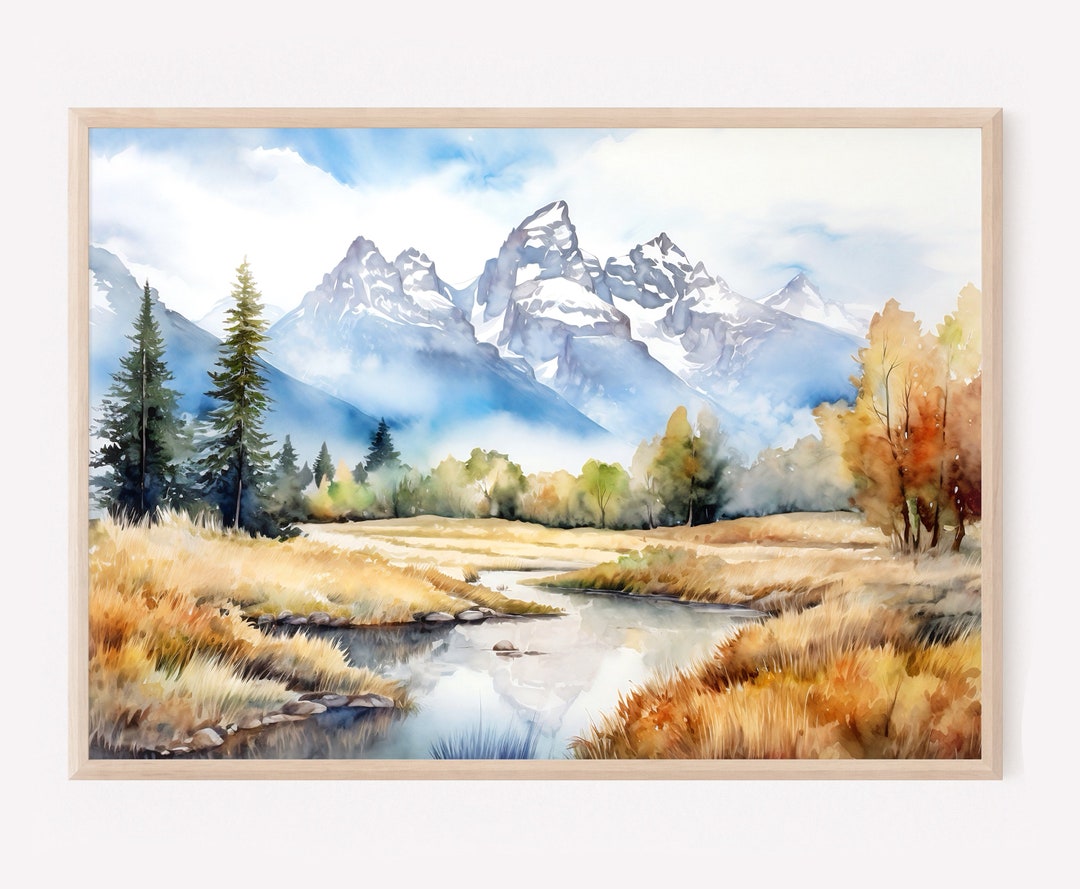 Grand Teton National Park Watercolor Print Wall Art, Grand Teton Poster ... Grand Teton National Park Watercolor Print Wall Art, Grand Teton Poster ...