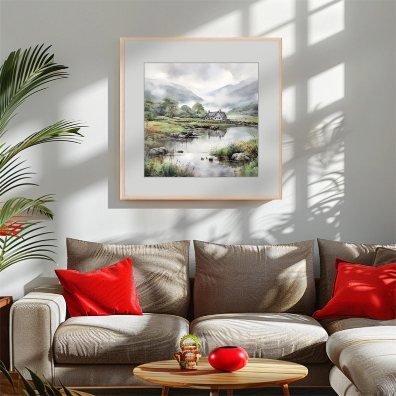 Ireland Landscape Art Print – Rustic Irish Cottage Artwork, Countryside ...