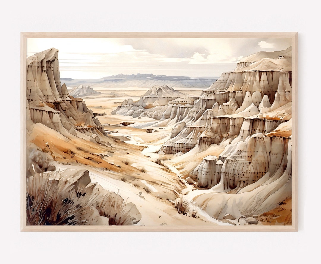 Badlands National Park Travel Art Print Watercolor Wall Art Badlands ...