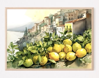 Positano Lemon Tree Watercolor Print Amalfi Coast Travel Gift Italy ...