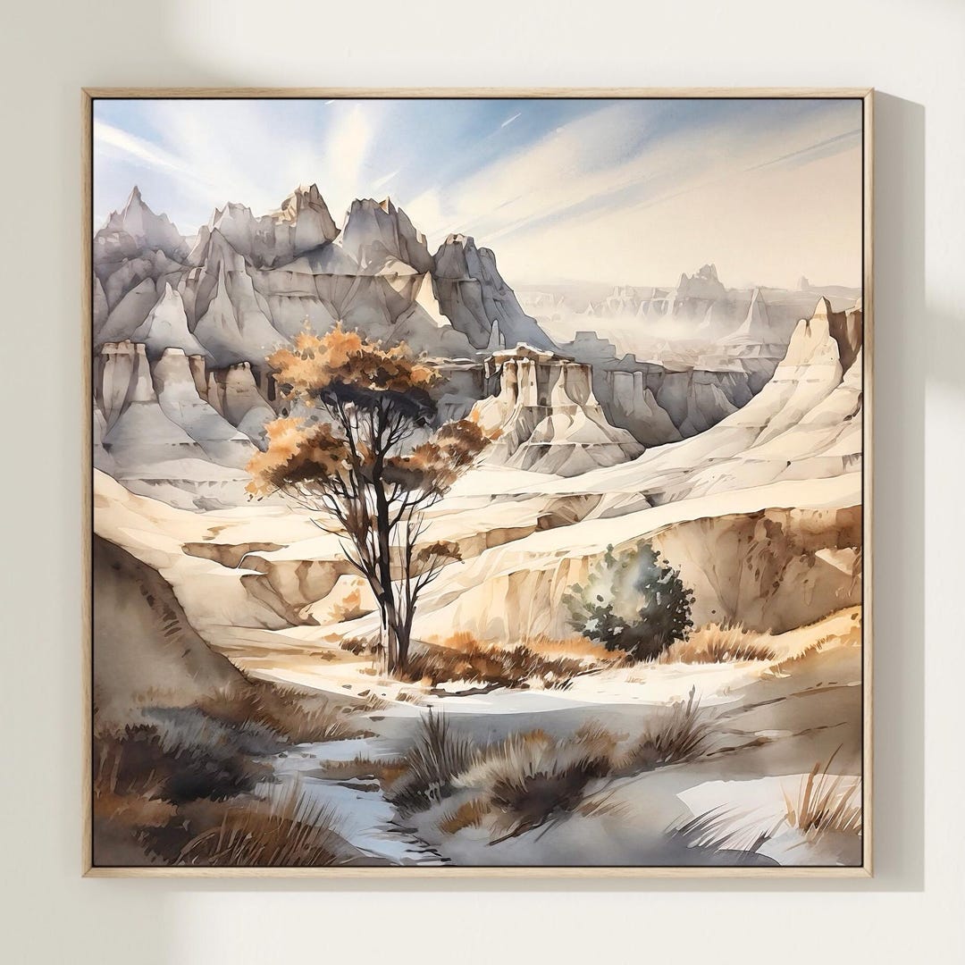 Badlands National Park Travel Art Print Watercolor Wall Art Badlands ...