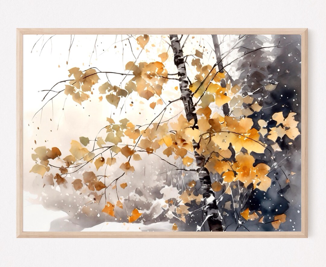 Fall Aspen Trees Wall Art, Autumn Watercolor Art Print, Quaking Aspen ...