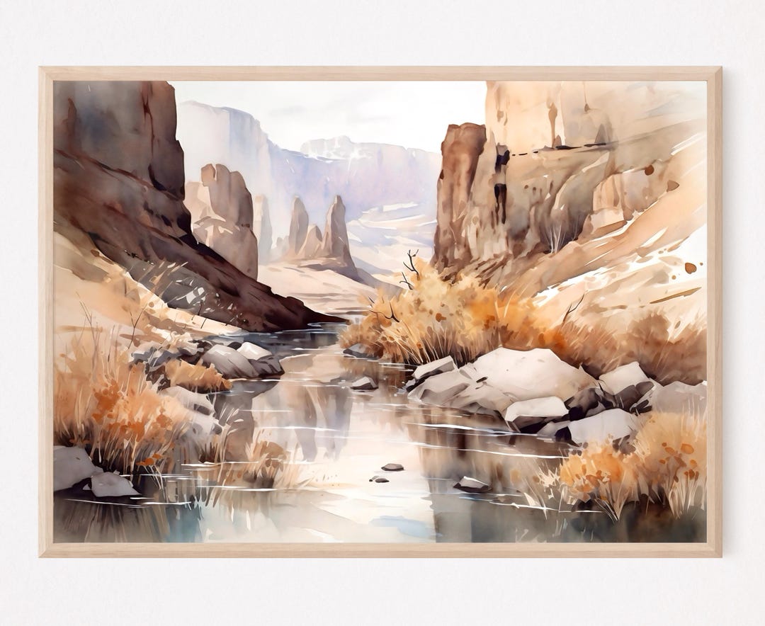 Colorado River Watercolor Painting Art Print, Colorado River Poster ...