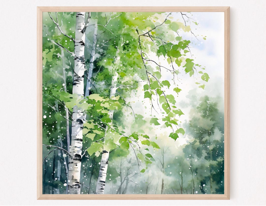 Aspen Tree Wall Art, Aspen Tree Watercolor Painting Art Print, Birth ...