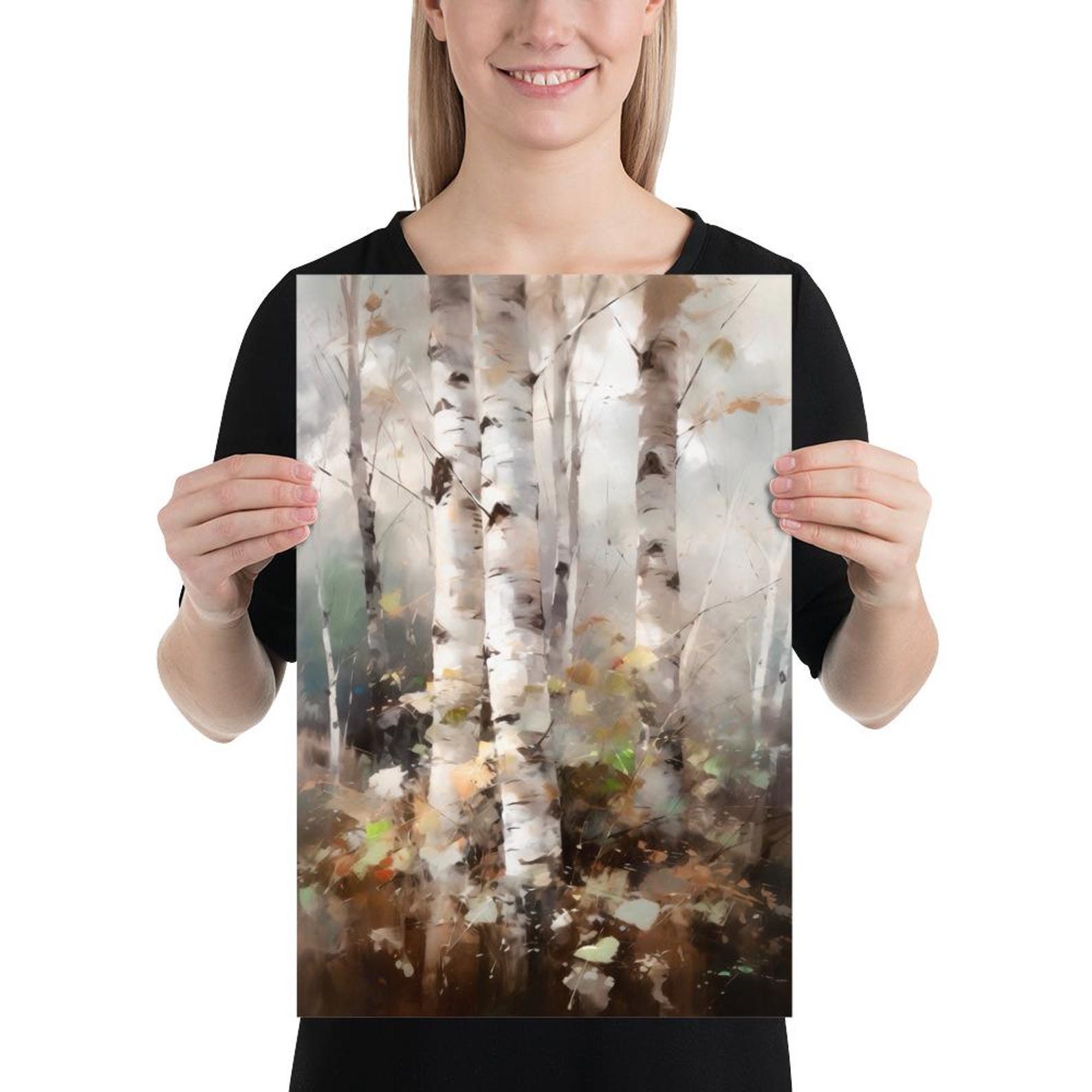 Watercolor Birch Trees Print, Woodland Nature Art, Forest Landscape ...