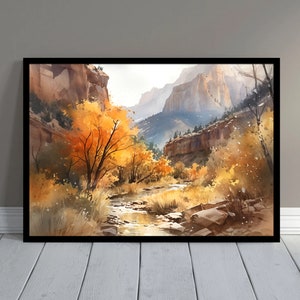 Zion Watercolor Painting National Park Poster Travel Watercolor ...