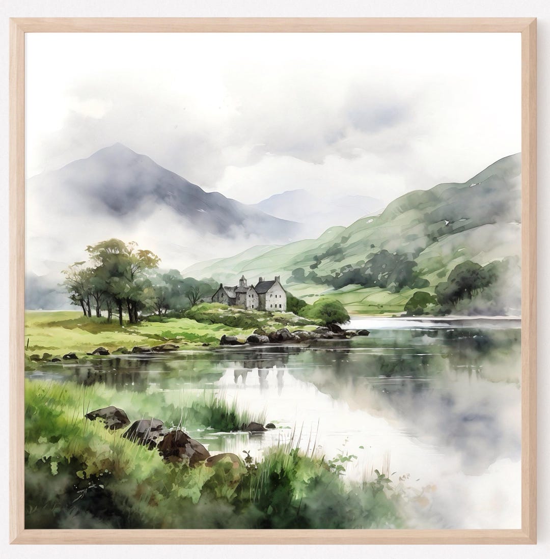 Ireland Landscape Print, Cottage Artwork, Irish Art, Irish Stone ...