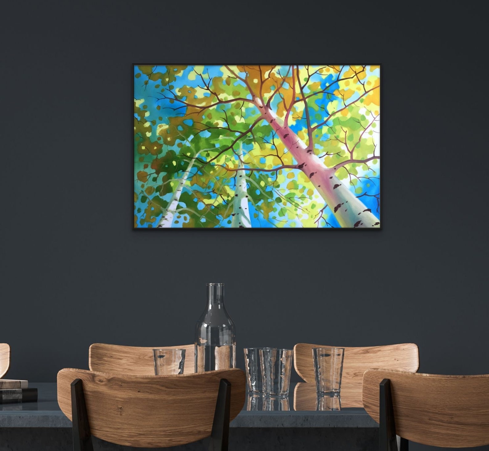 Abstract Birch Forest Wall Art Tree Poster Tree Painting | Etsy