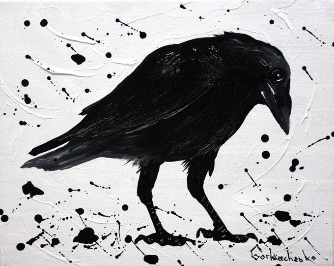 Crow, Original Acrylic Painting ,crow Lover Art, Raven - Tetiana Art - Etsy