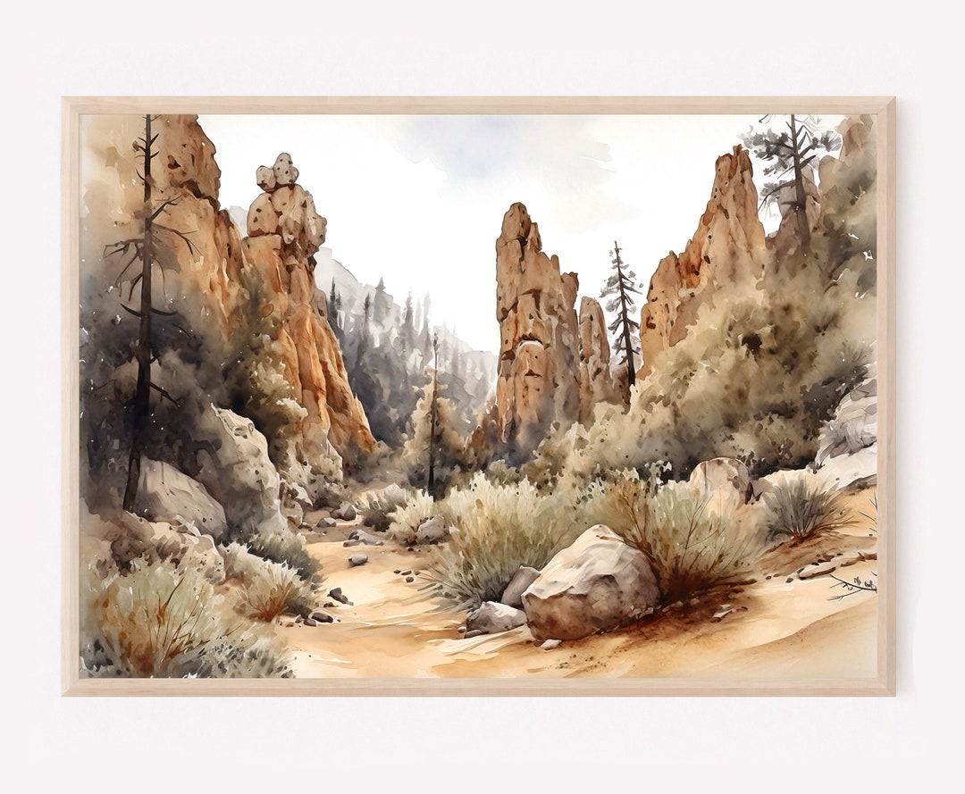 Pinnacles National Park USA Art Print, Pinnacles Park Watercolor ...