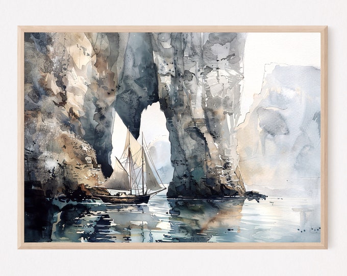 Slieve League Cliffs Painting Ireland Watercolor Print South Donegal ...