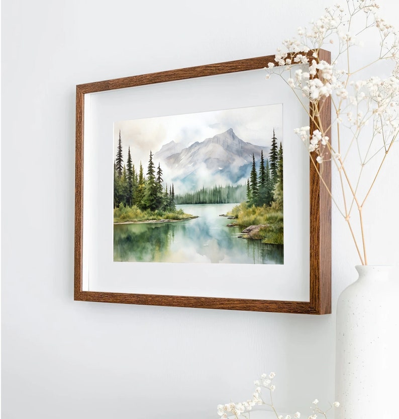 Banff Art Print, Banff National Park Watercolor, Canada Landscape Wall ...