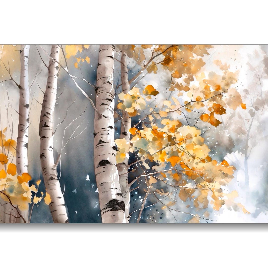 Aspen Tree Wall Art, Aspen Tree Watercolor Painting Art Print, Birth ...