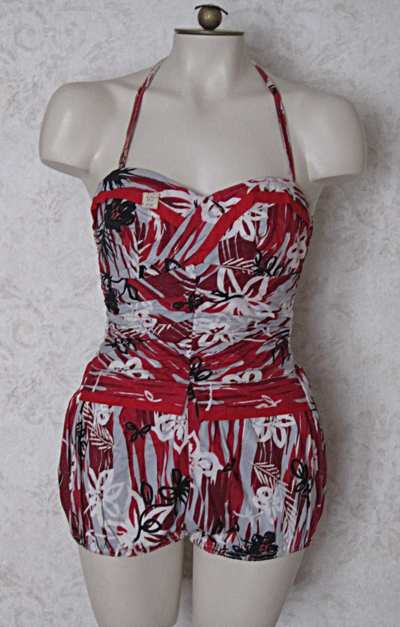 1950s Vintage Swim Suit / One Piece Deauville Cotton Bathing - Etsy