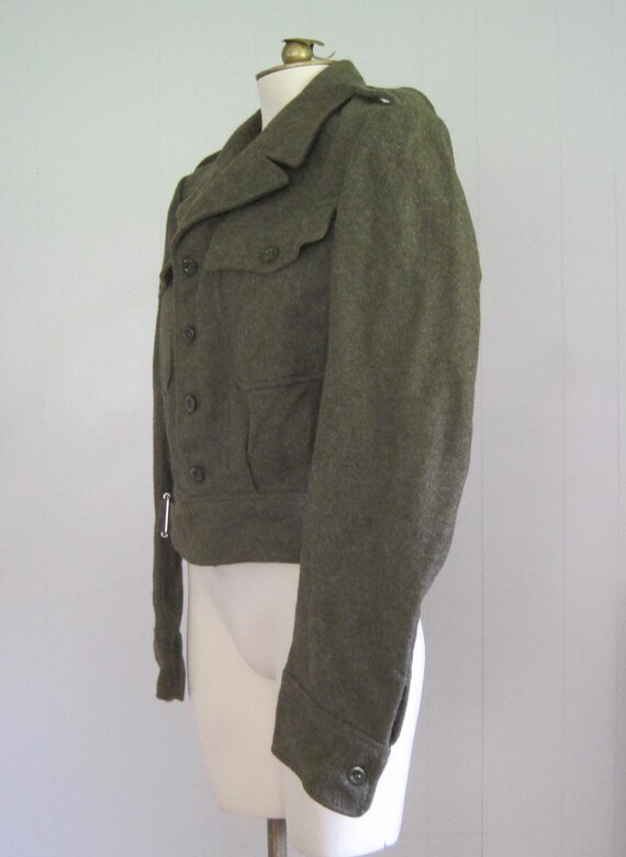 1950s Wool Eisenhower Jacket / 1958 Olive Cropped Ike… - Gem