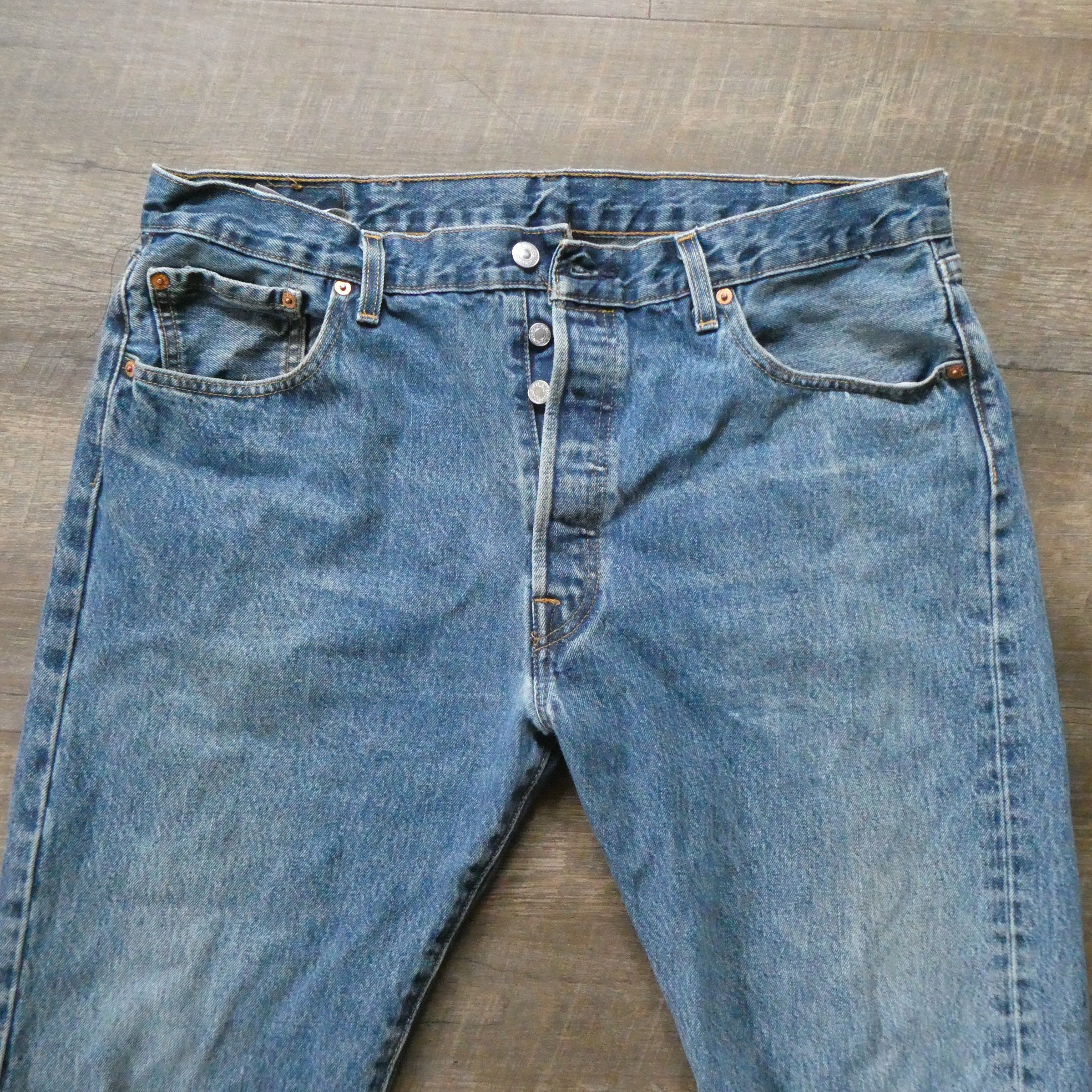 Levi's 501 Vintage Jeans / '80s '90s Levi Button Fly 38 X 32 Tag Cropped Distressed Denim ...
