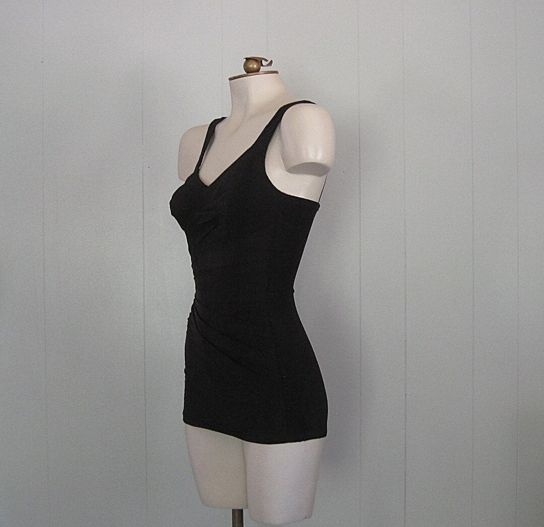 1950s Bombshell Vintage Catalina Bathing Suit / One Piece Black Pin-up ...