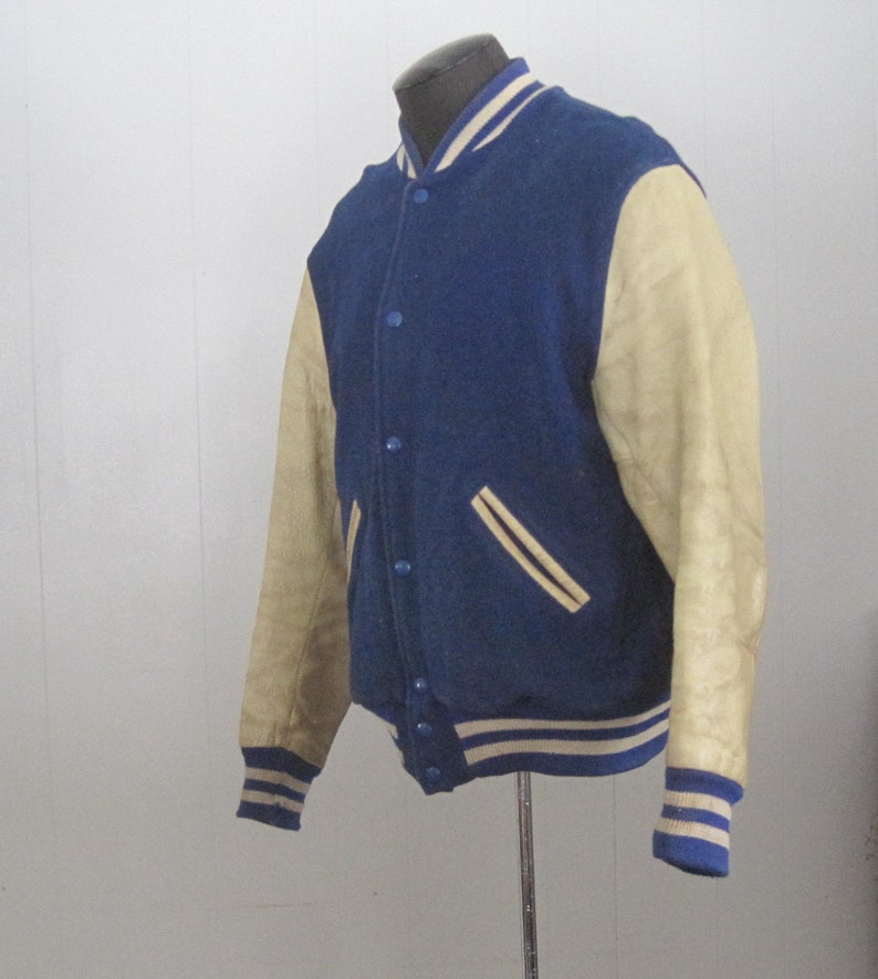 1950s Vintage Varsity Jacket / Wool and Leather Blank Letter - Etsy