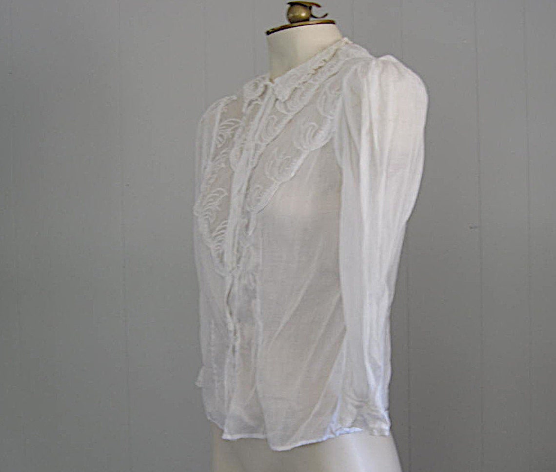 Vintage White Cotton Victorian Style Blouse / 40s 50s Sheila - Etsy