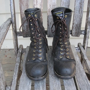 Vintage Carolina Linesman Boots Black Leather Steel Toe Men's 10.5 ...