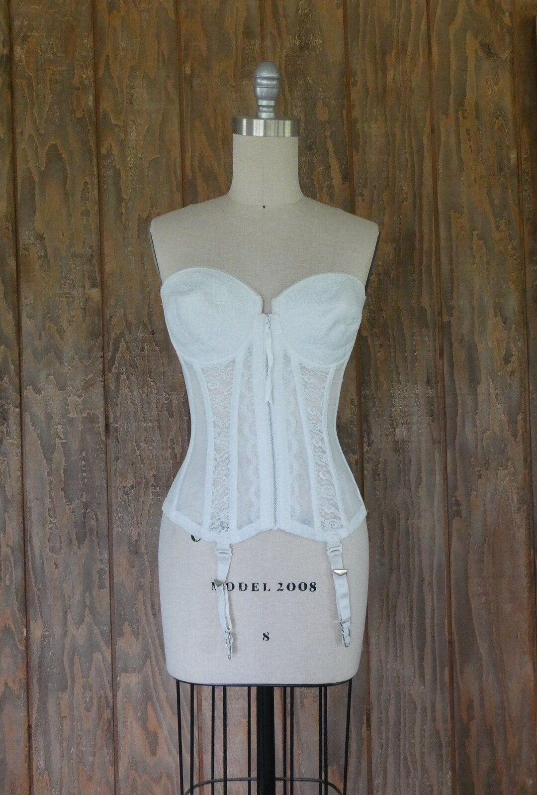 Vintage White Lace Merry Widow 1950s 1960s Charmode Strapless Boned ...