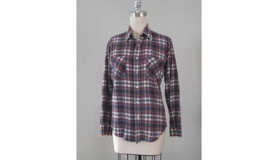 1980s Vintage Plaid Flannel Shirt: Style Wise 100% Co… - Gem