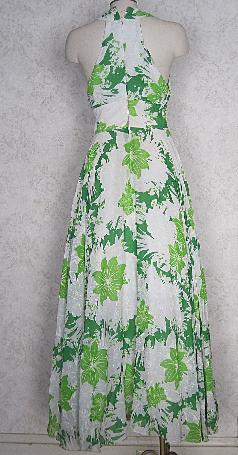 1960s Vintage Floral Summer Maxi Dress / Green and White | Etsy