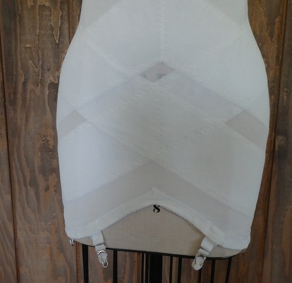 Vintage Full Body Girdle With Garters White Open Bott… - Gem