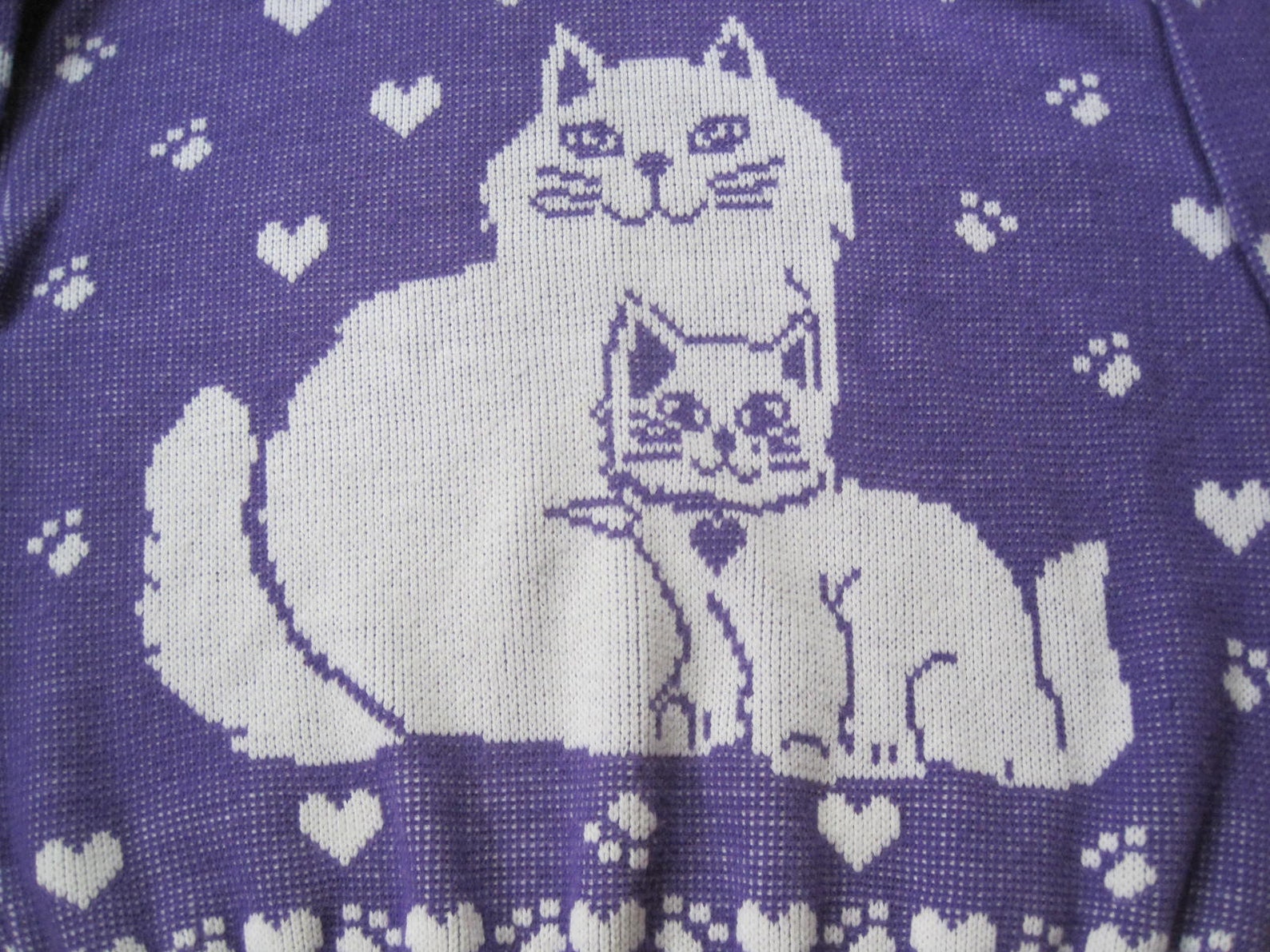 1980s Vintage Crazy Cat Lady Sweater / '80s '90s Cat & Kitten Hearts ...