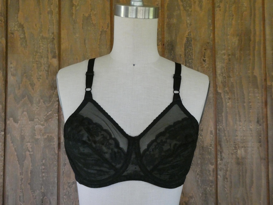 Vintage Vanity Fair Black Lace Bra: 1960s Floral Lingerie, 34 C - Etsy