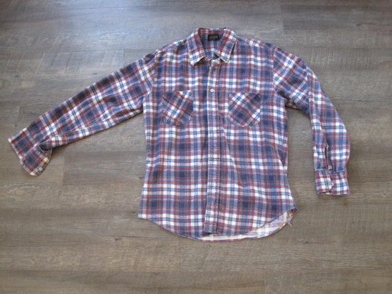 1980s Vintage Plaid Flannel Shirt: Style Wise 100% Co… - Gem