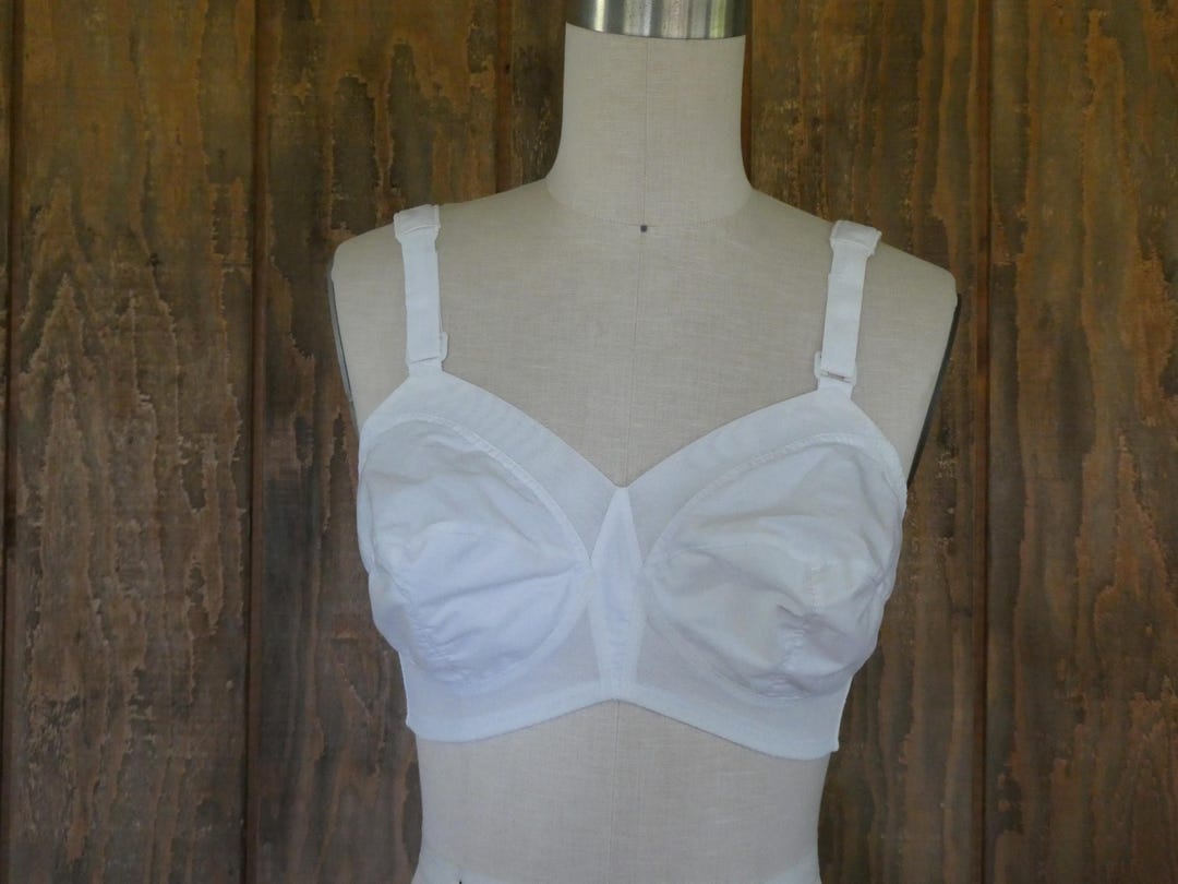 Vintage Sears White Cotton Nylon Bra 1960s Vintage Basic Brassiere 36 C ...