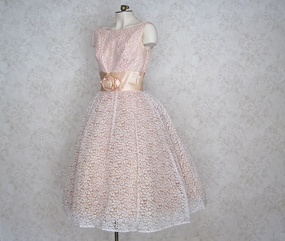 1950s Vintage Party Dress 50s Fit And Flare Prom Dr… Gem