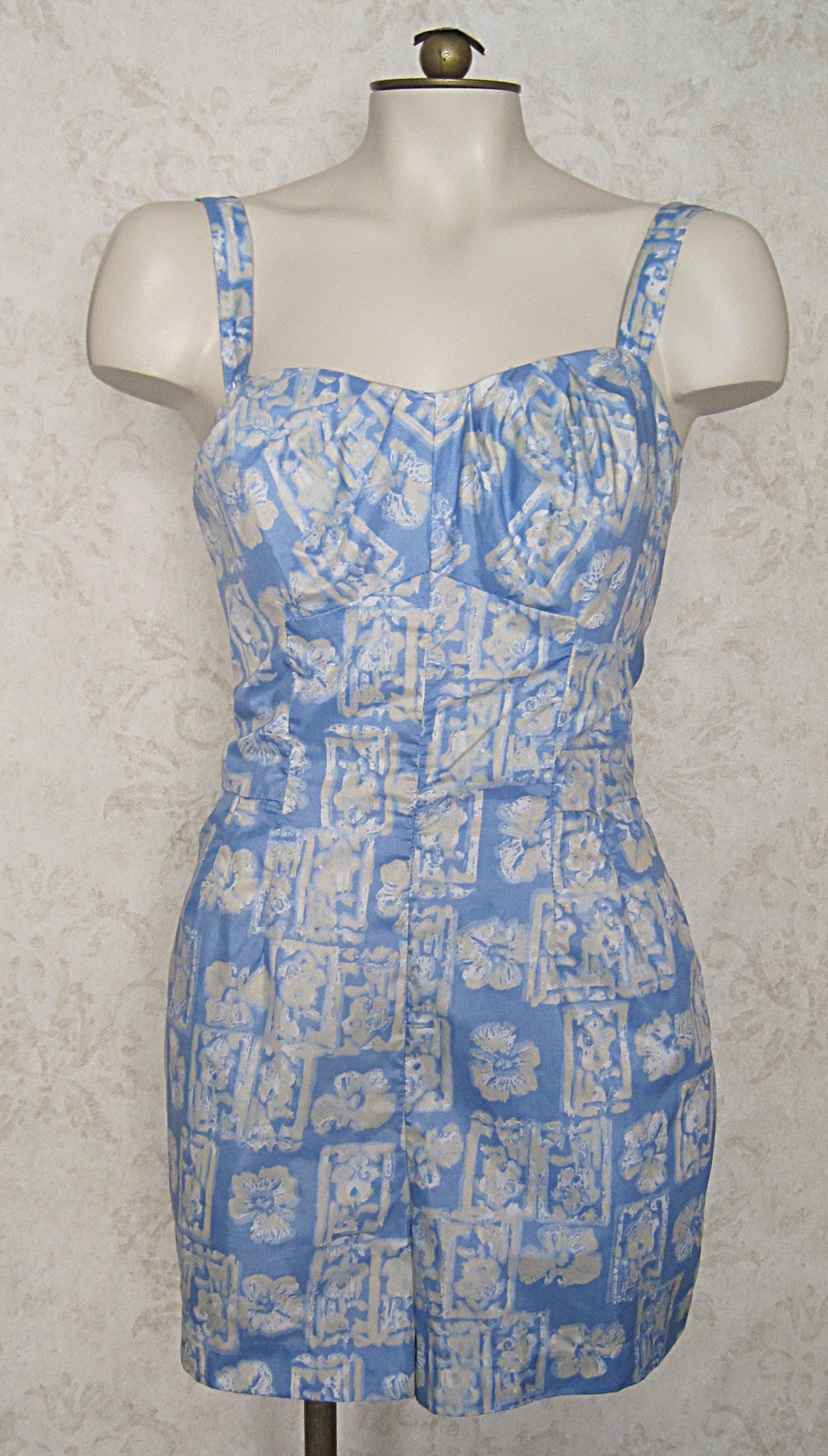 1950s Vintage Bathing Suit / 50s Jantzen Blue White and Beige | Etsy