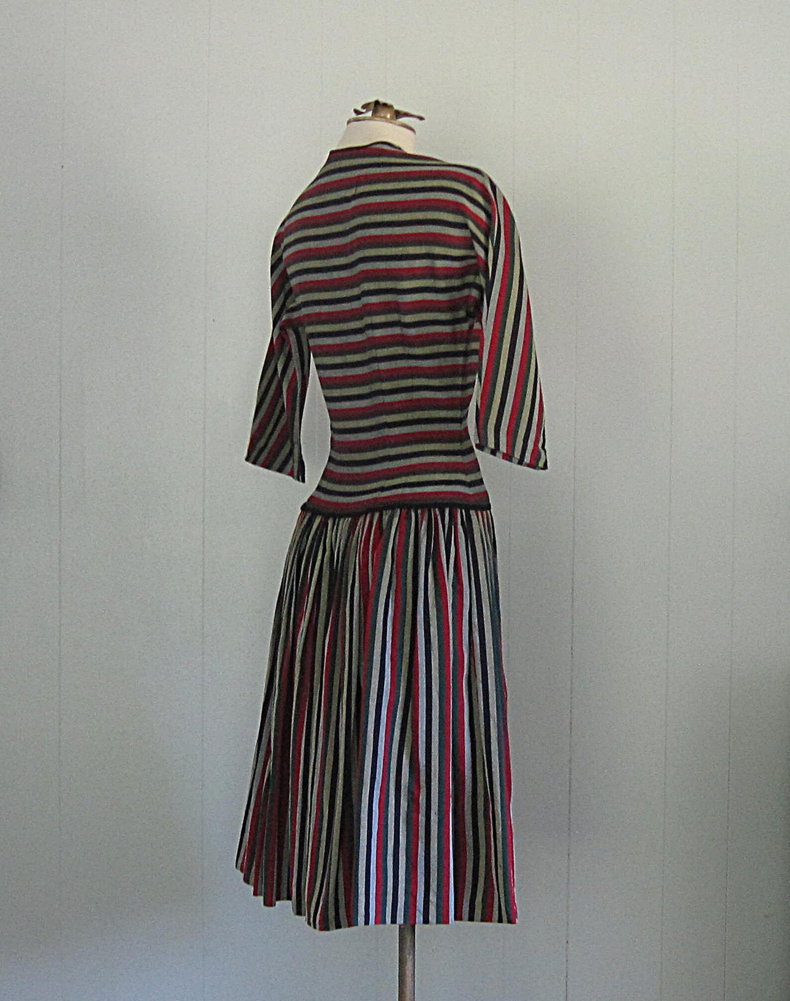 Vintage 50s Striped Pat Hartly Dress: Fitted Bodice, Full Skirt - Etsy