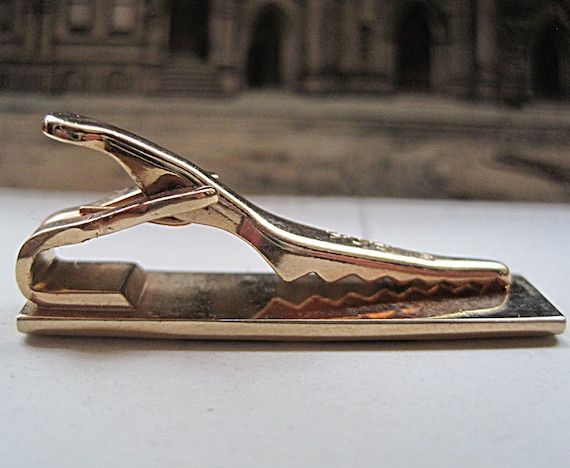 Vintage Swank Tie Clip: Gold Tone & Black, 1960s Tie … - Gem