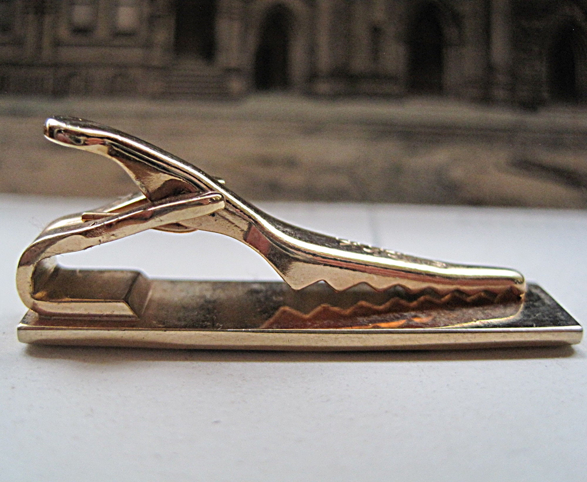 Vintage Swank Tie Clip / 1960s Vintage Tie Bar Gold Tone and Black for ...