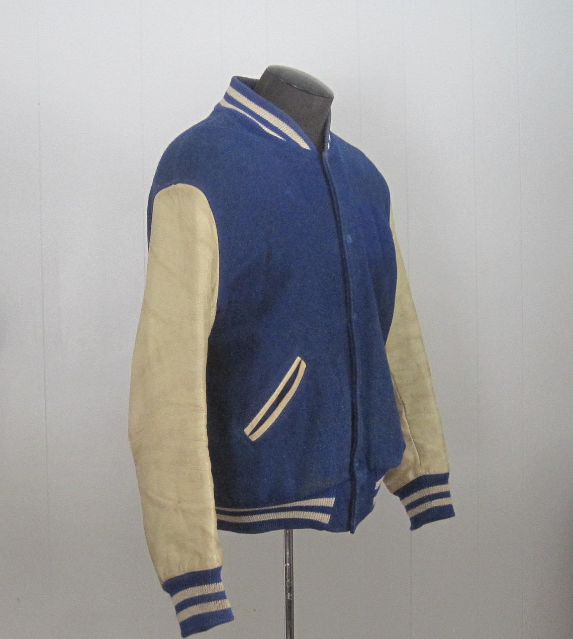 1950s Vintage Varsity Jacket / Wool and Leather Blank Letter - Etsy