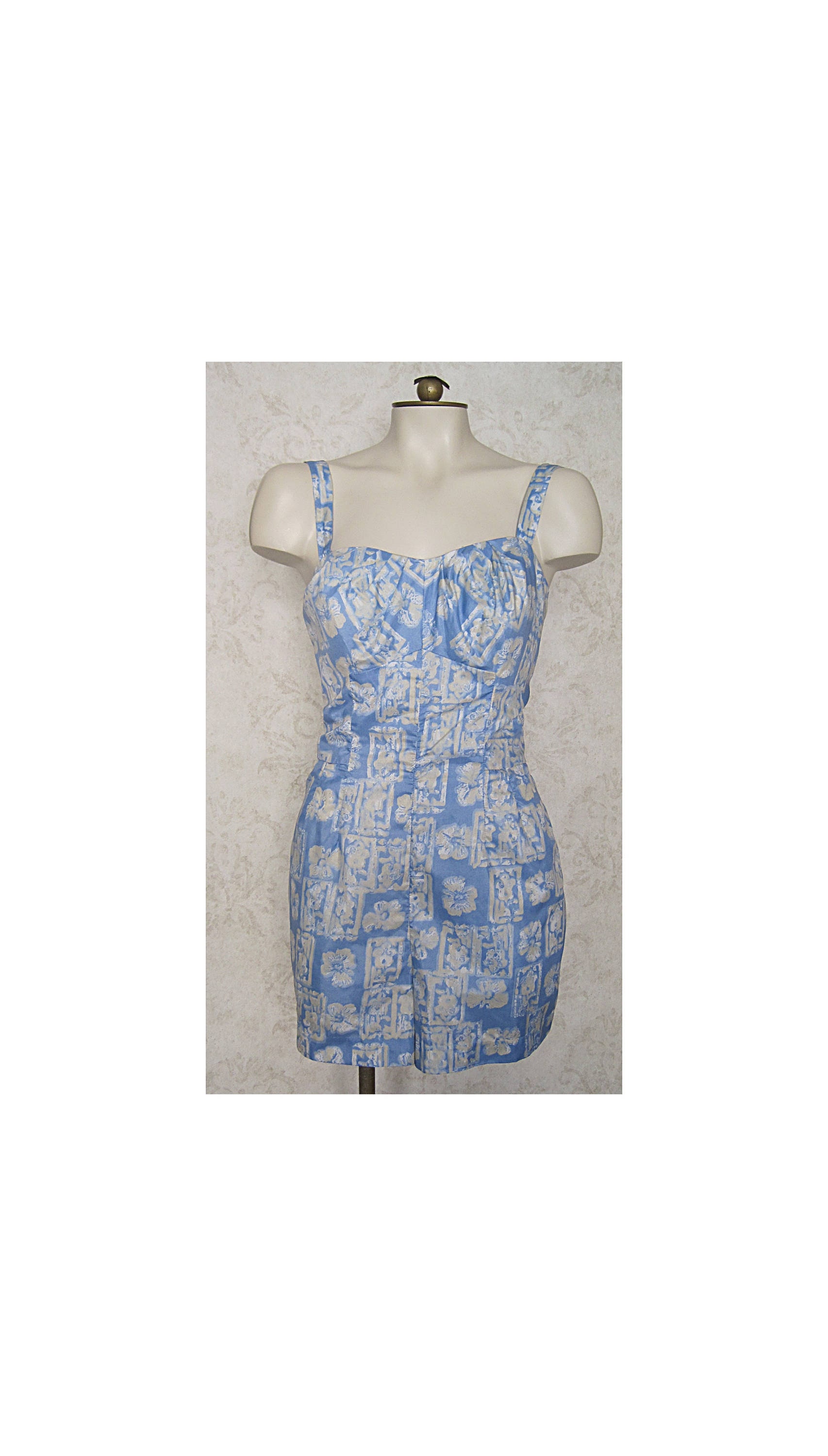 1950s Vintage Bathing Suit / 50s Jantzen Blue White and Beige - Etsy
